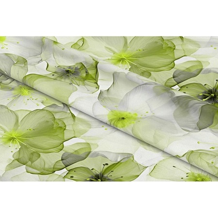 Material textil pentru draperii, Flori verzi, latime 150 cm - eMAG.ro