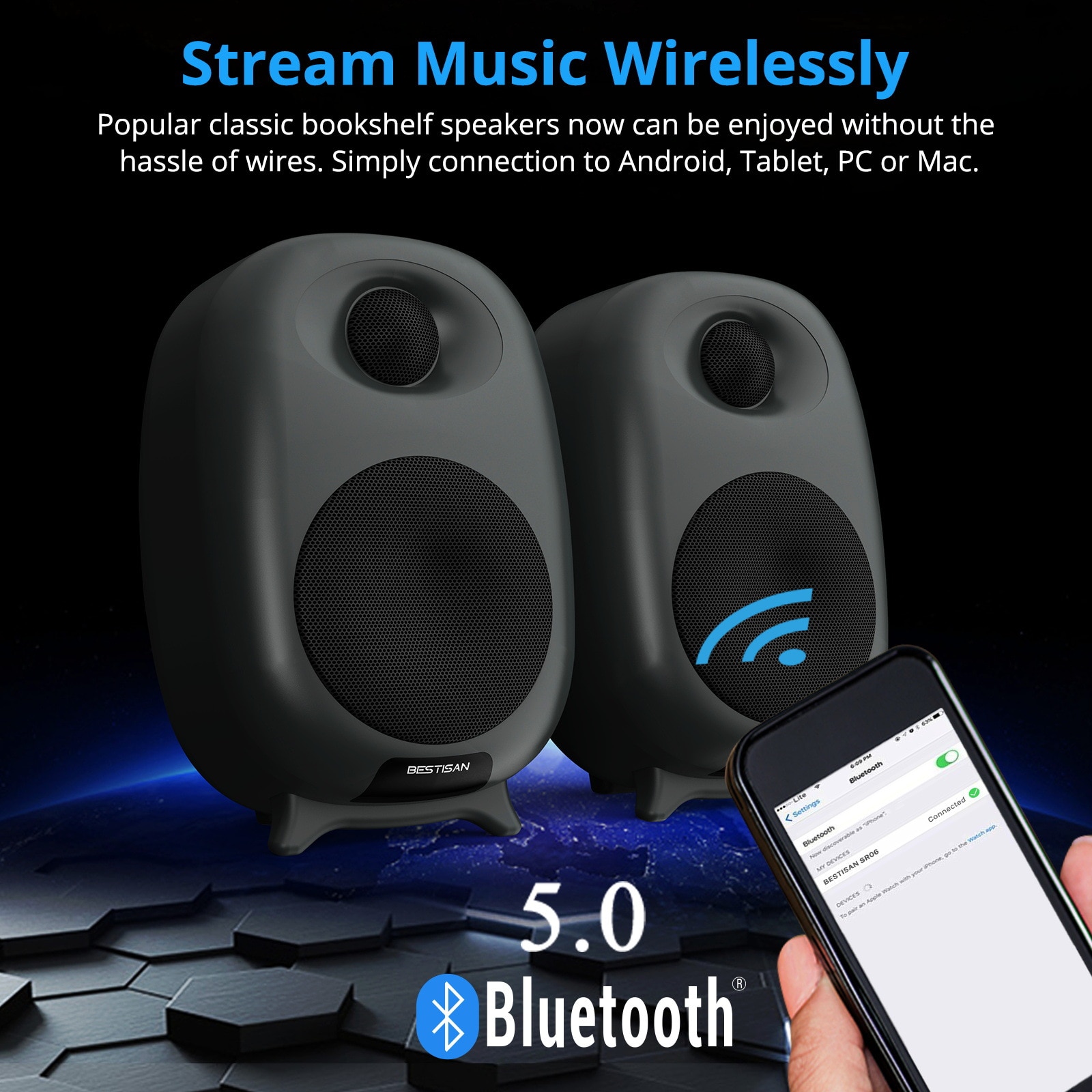 Boxe PC SWAREY, set 2x50W, HIFI Vorbitori activi Bluetooth, 2.0 sunet ...