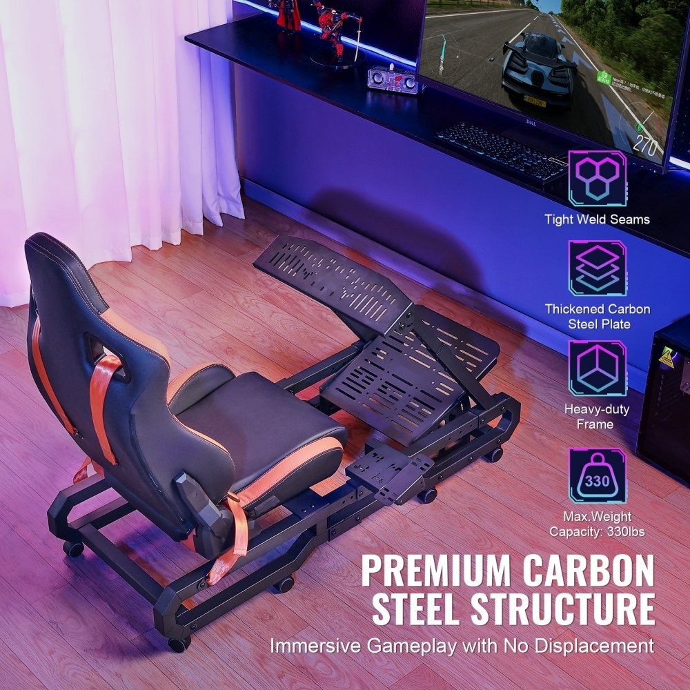 Cockpit Simulator Curse, Scaun Gaming Ajustabil si Suport pentru Volan ...