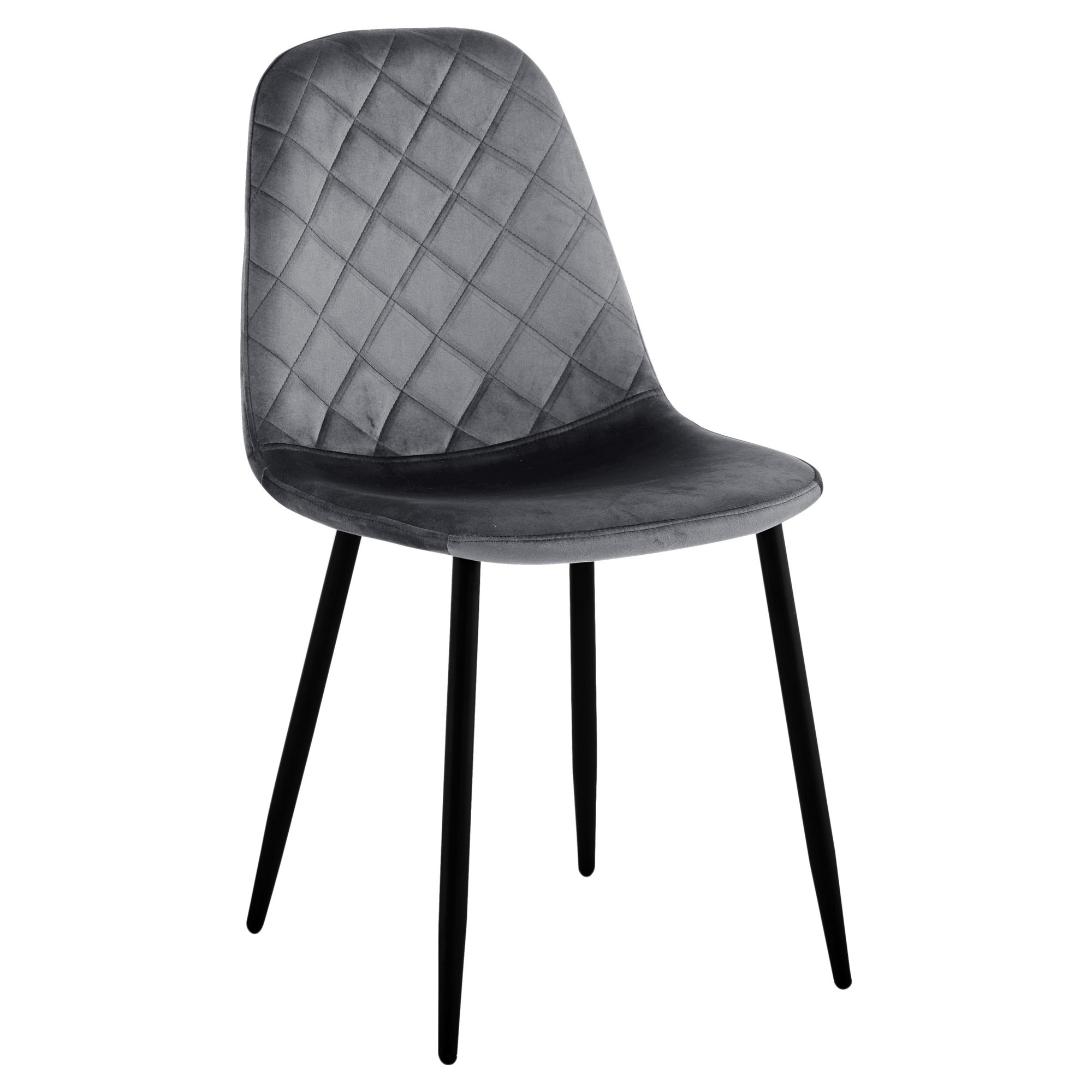 Scaun tapitat din catifea grafit, cu picioare metalice, set de 1 bucata ...