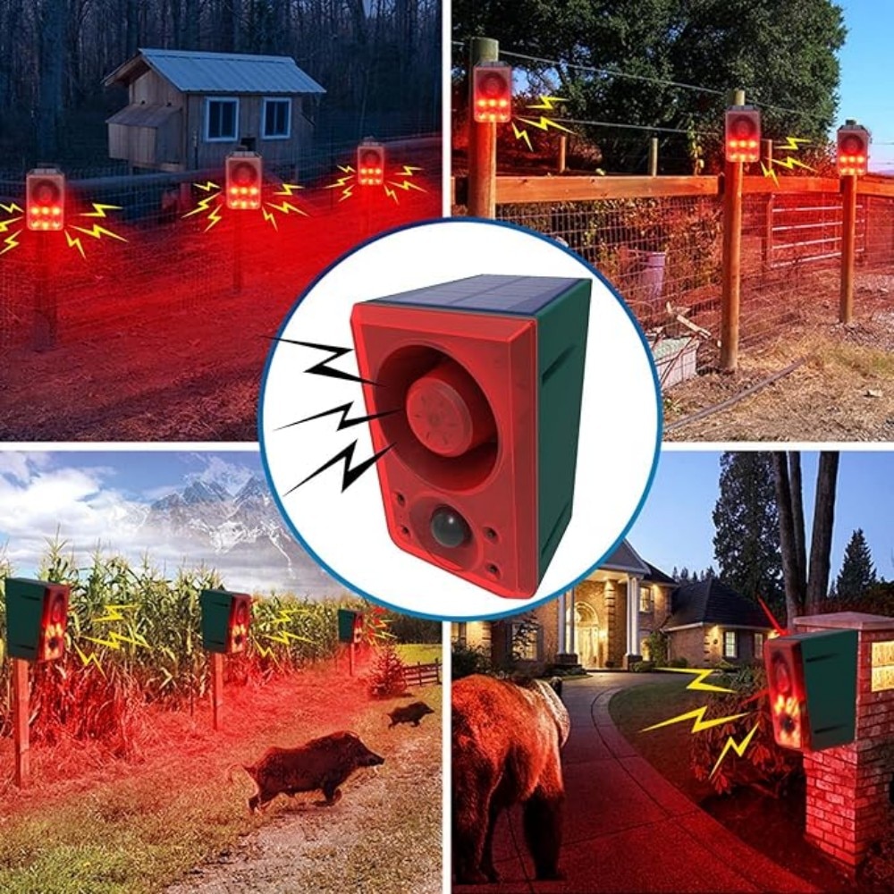 Alarma solara cu senzor de miscare, Excitat®, 5V, 120mA, 6 LED-uri ...