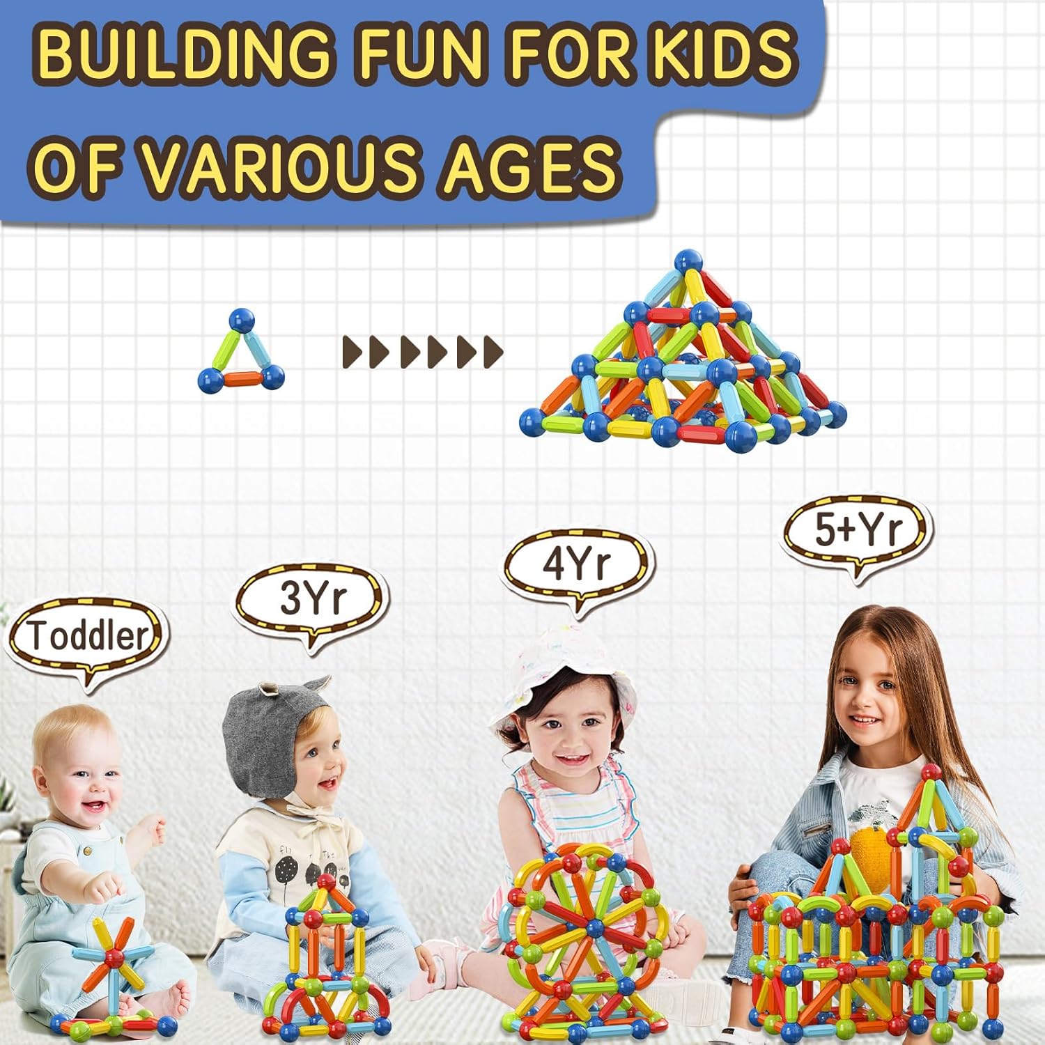 Set jucarii magnetice constructie HaploS®, 100 piese multicolor cu ...