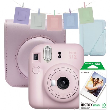 Aparat foto instant Fujifilm Instax Mini 12 Roz + Geanta, Album, Rame ...