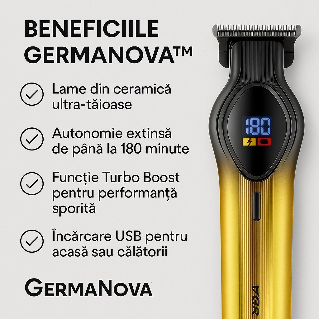 Set Aparat de Tuns Profesional GermaNova V-921, pentru Barba Contur ...