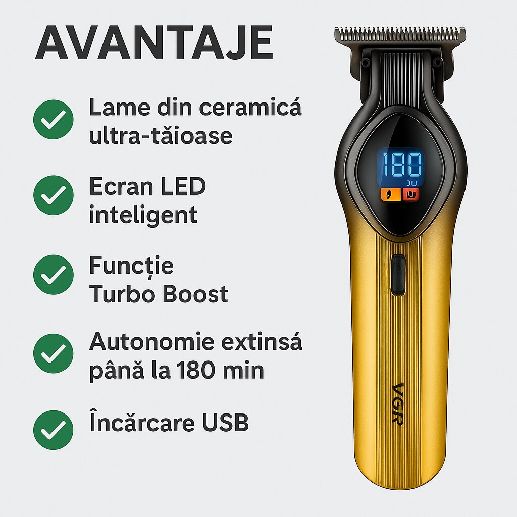 Set Aparat de Tuns Profesional GermaNova V-921, pentru Barba Contur ...