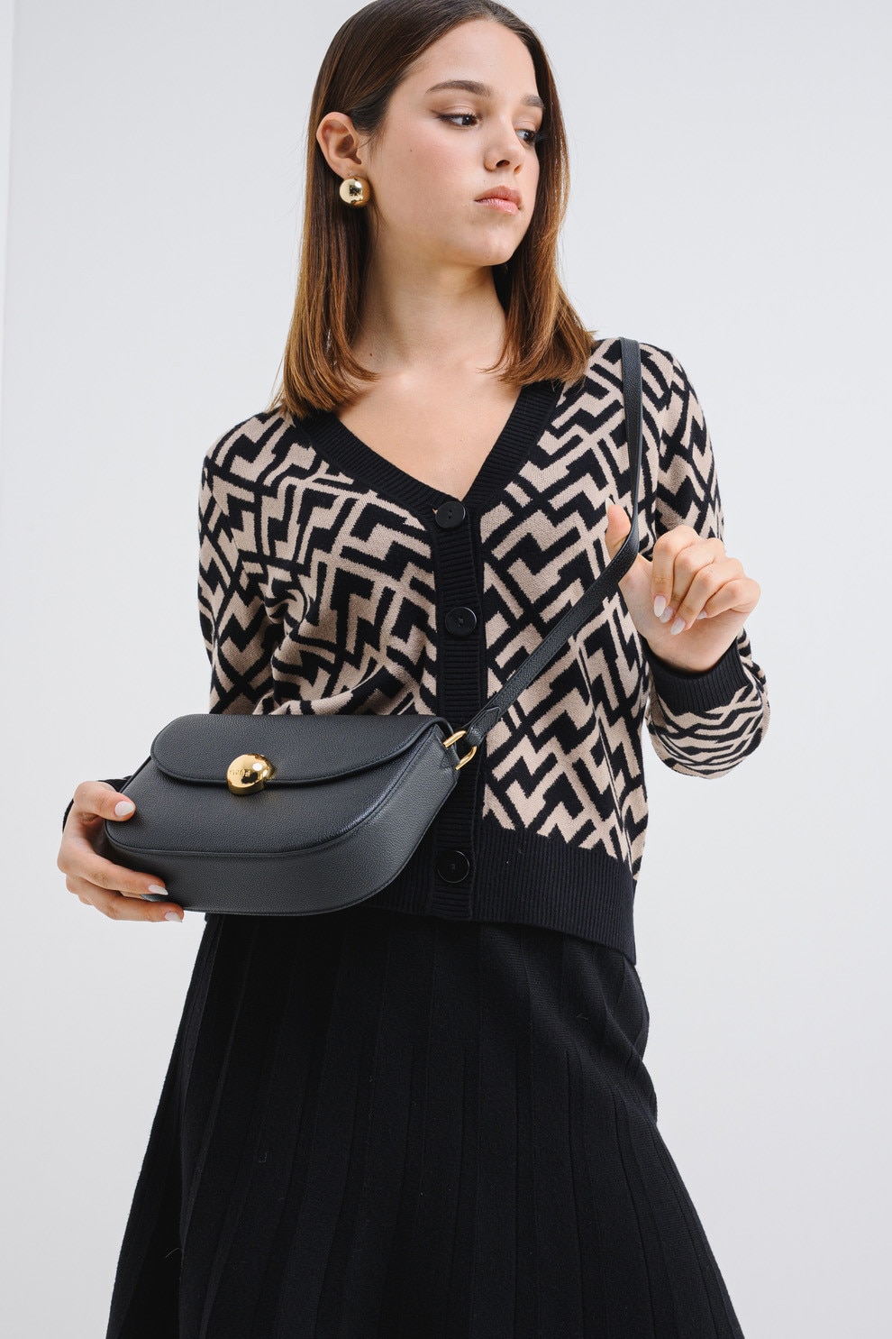 Furla, Geanta crossbody din piele Moonlight, Negru - eMAG.ro