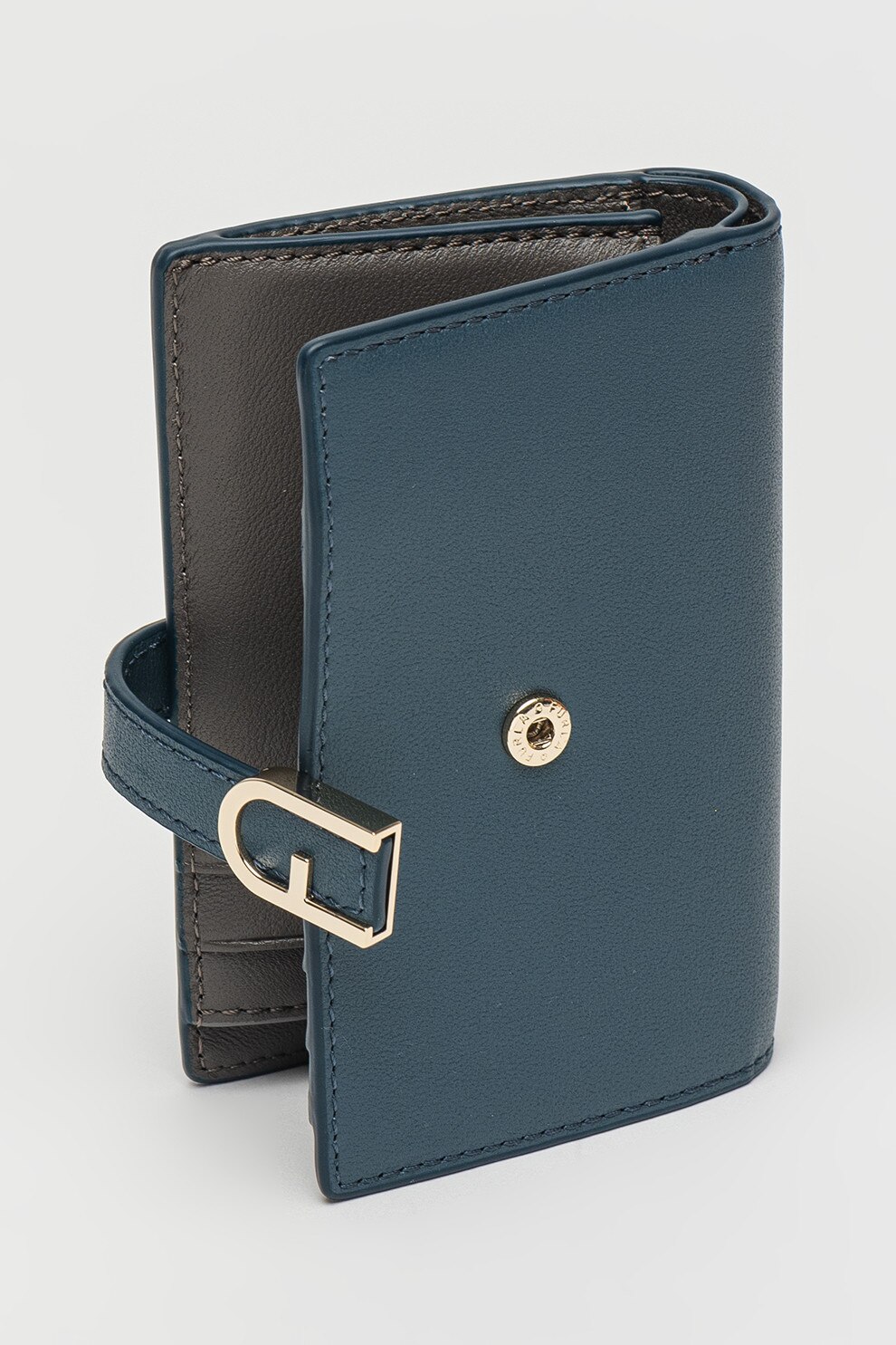 Furla, Portofel pliabil din piele Flow, Albastru petrol - eMAG.ro