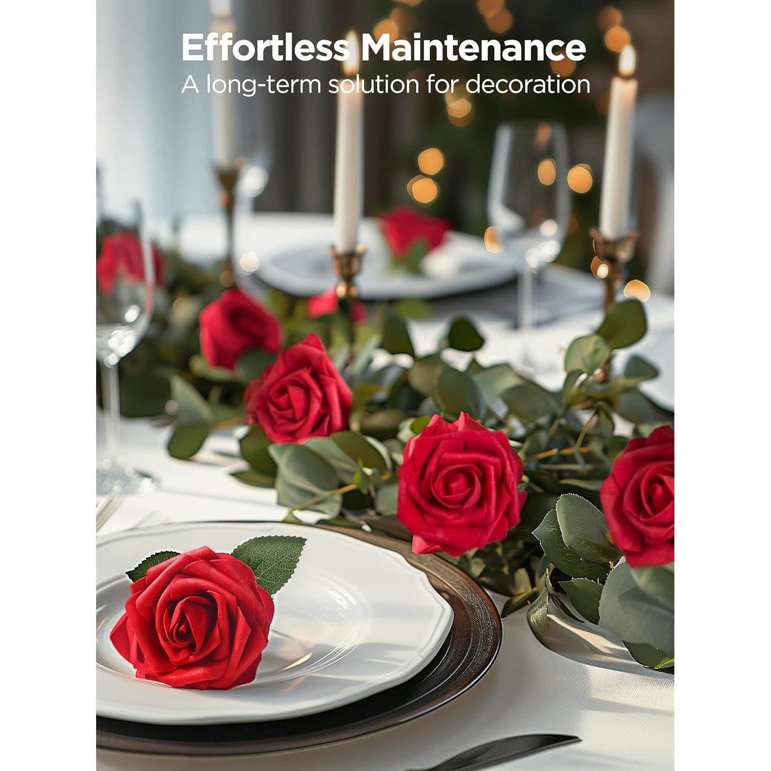 Set 25 Planta Artificiala Trandafiri rosii, tulpini DIY pentru ...