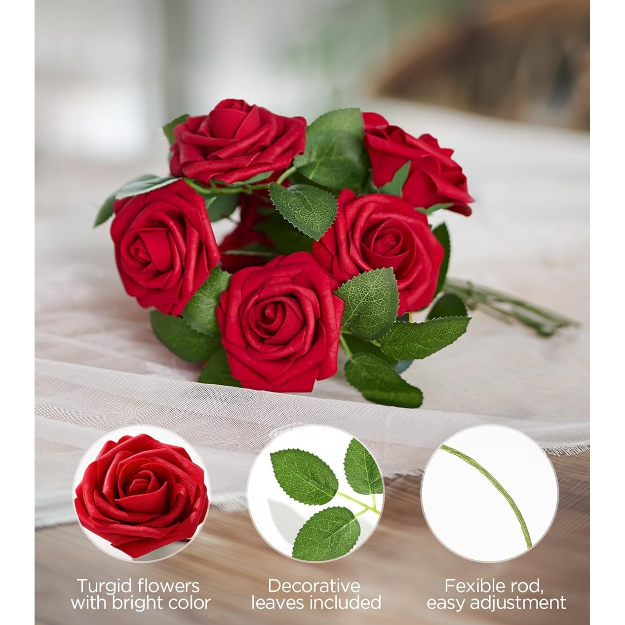 Set 25 Planta Artificiala Trandafiri rosii, tulpini DIY pentru ...