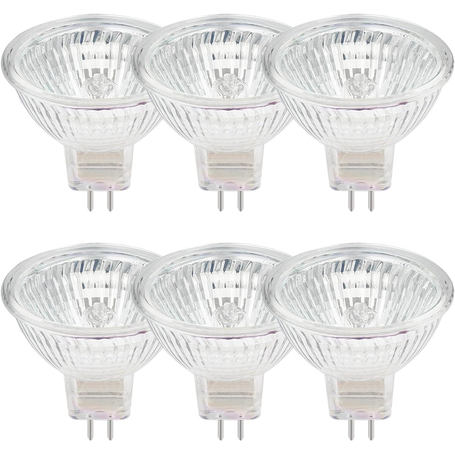 Set de 6 becuri halogen MR16 20W 12V GU5.3 dimabile, alb cald, 49x45mm ...