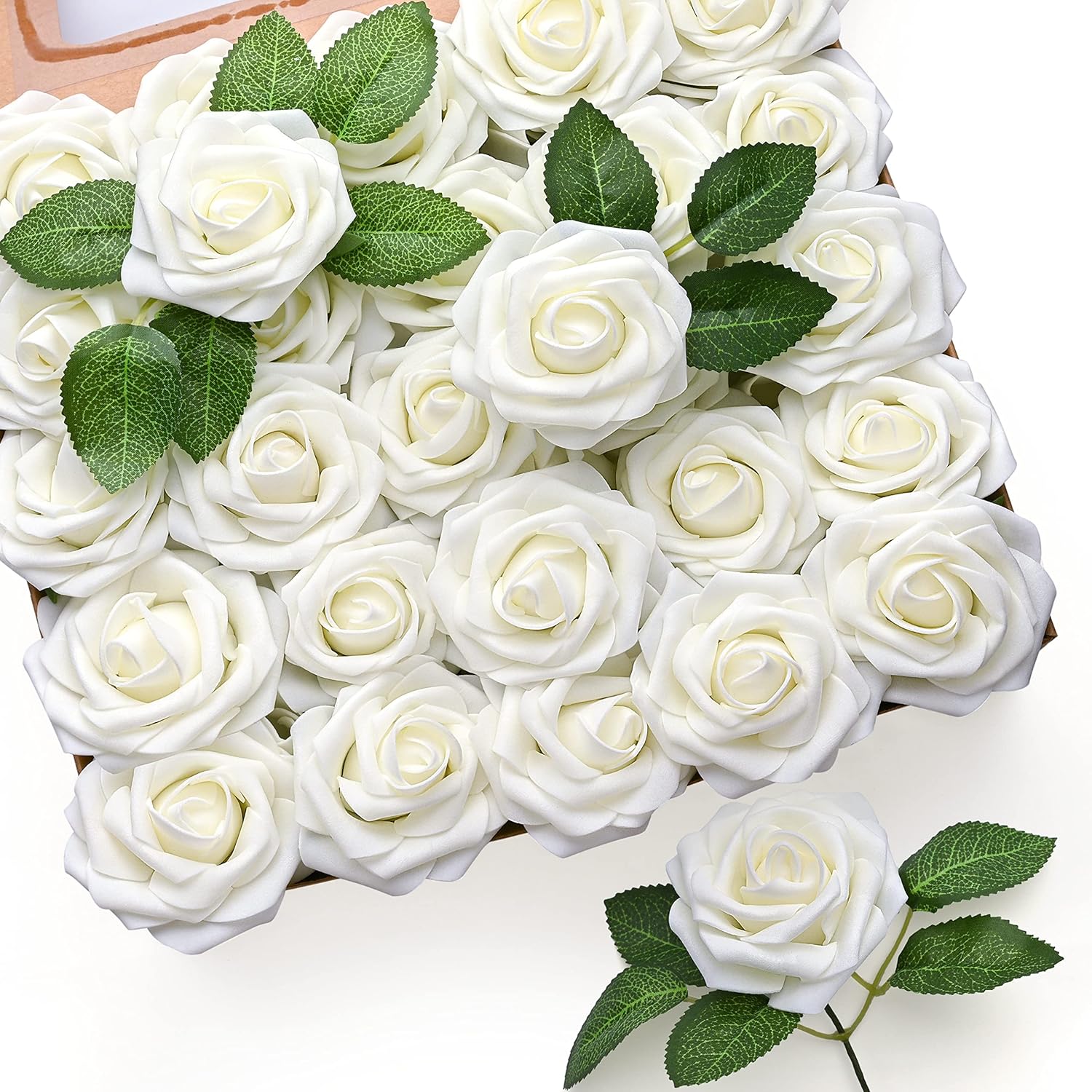 Set 25 Planta Artificiala Trandafir alb, tulpini DIY pentru Decoratiuni ...