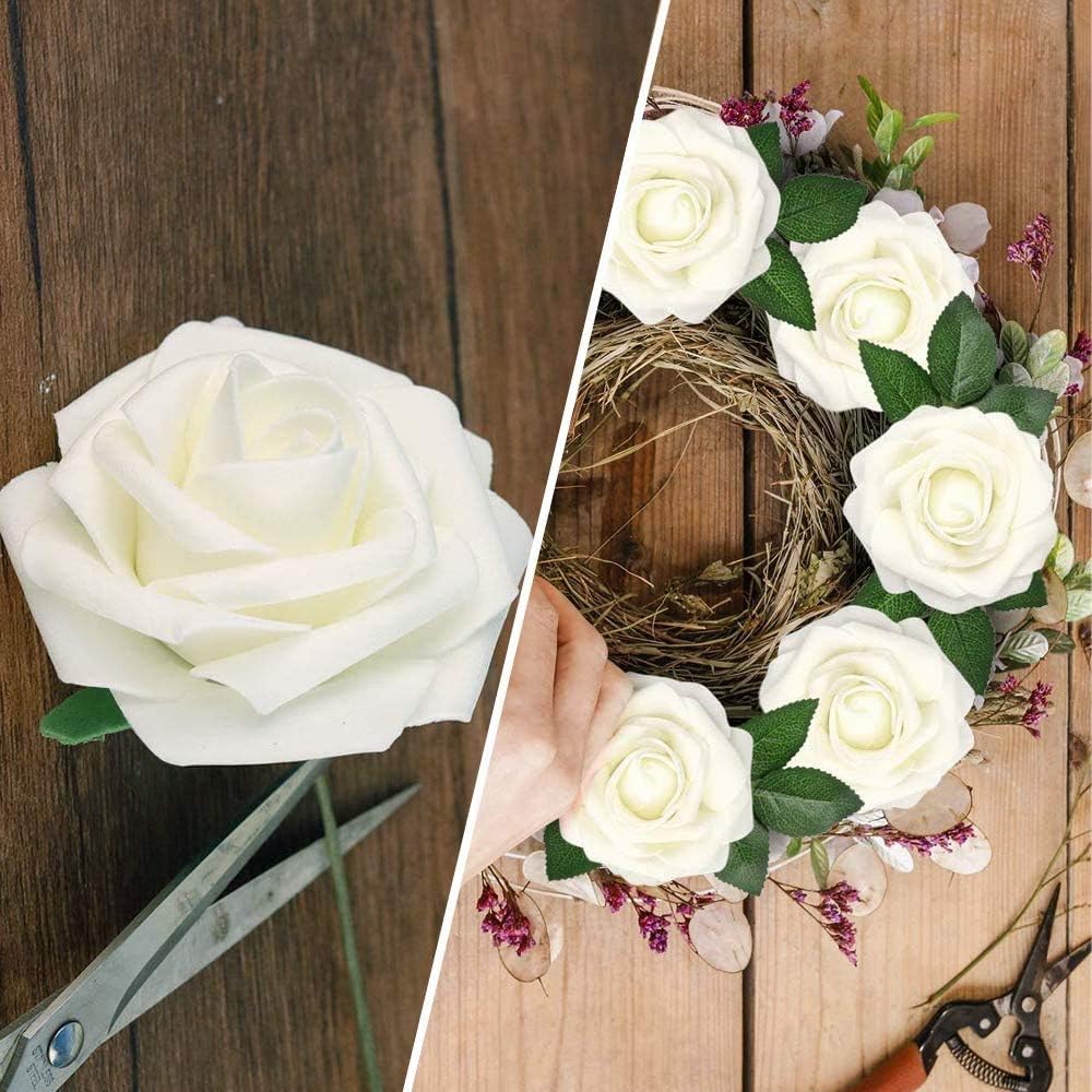 Set 25 Planta Artificiala Trandafir alb, tulpini DIY pentru Decoratiuni ...