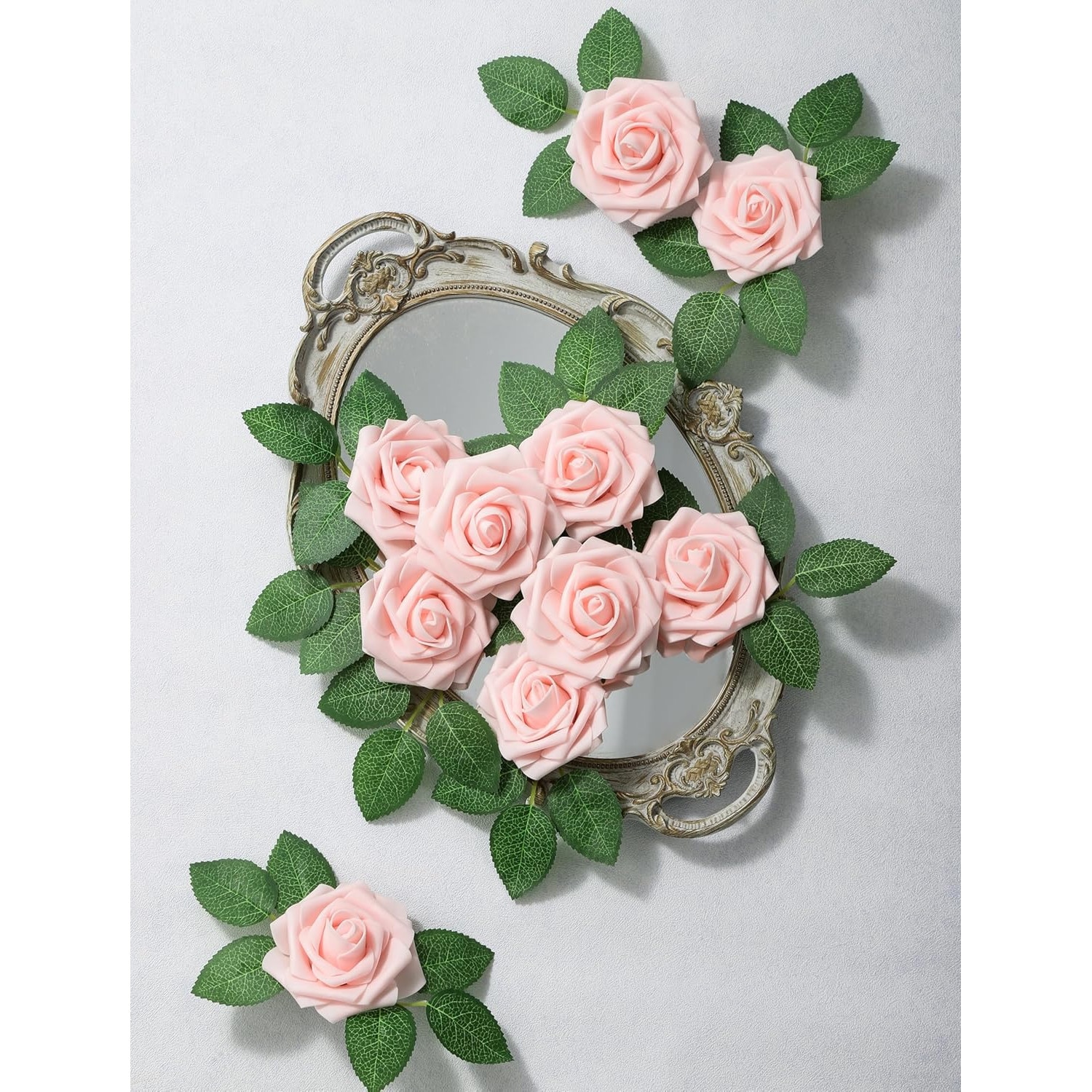 Set 25 Planta Artificiala Trandafir Roz, tulpini DIY pentru Decoratiuni ...