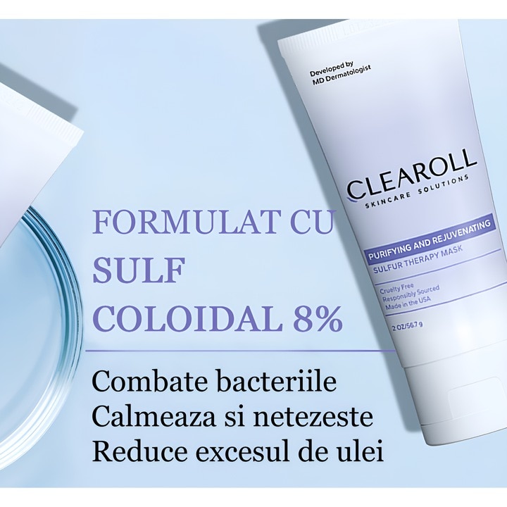 Masca de fata cu sulf Clearoll®, purificatoare cu efect revitalizant ...