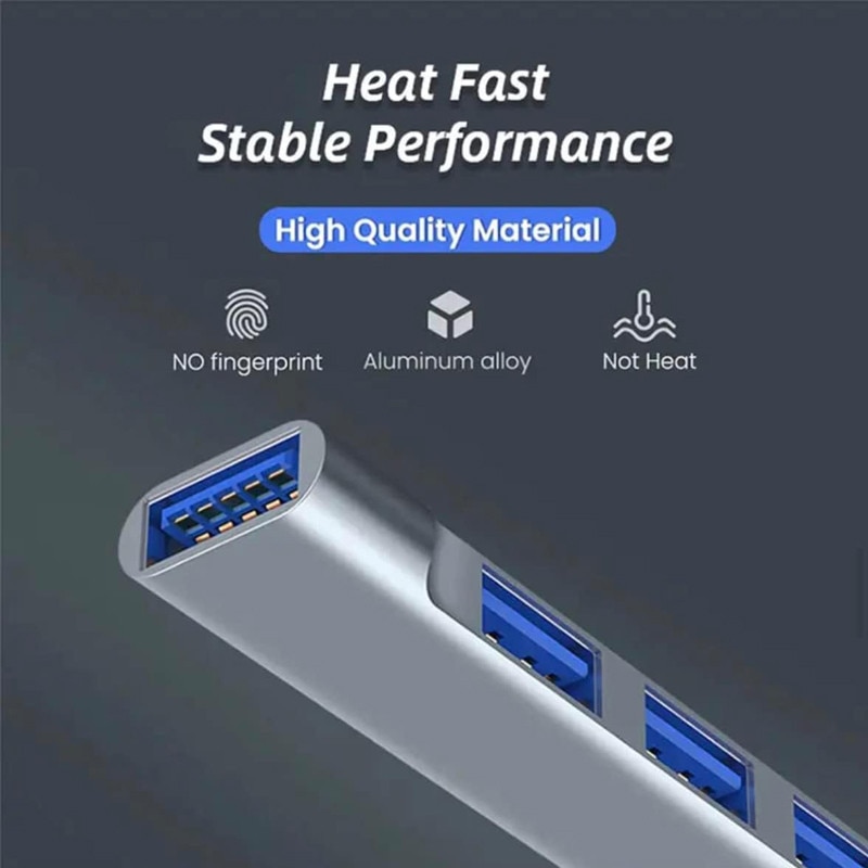 Hub USB 3.0, 4 porturi, Type-C, aluminiu, 8.5x1.7x2.5cm - eMAG.ro