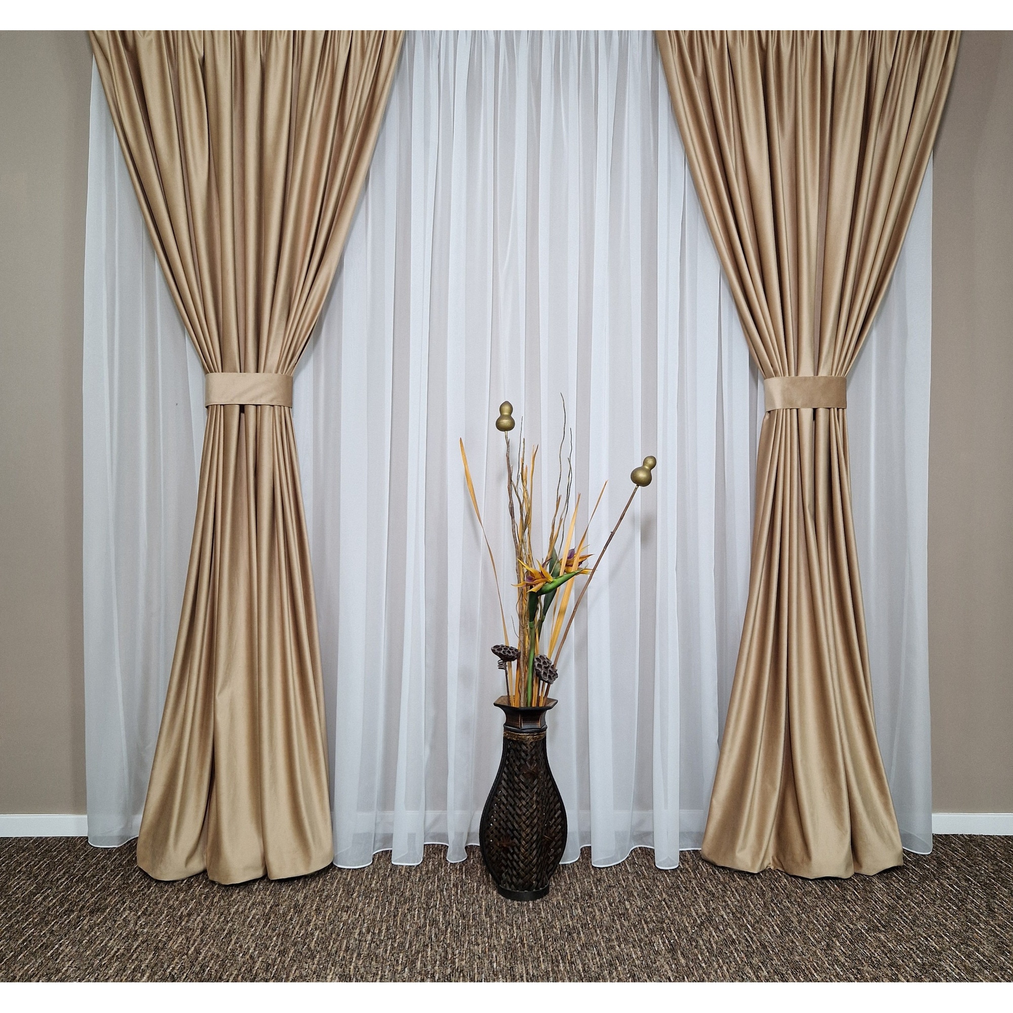 Set 2 draperii catifea MASTEL cappuccino 200x245cm, prindere rejansa ...