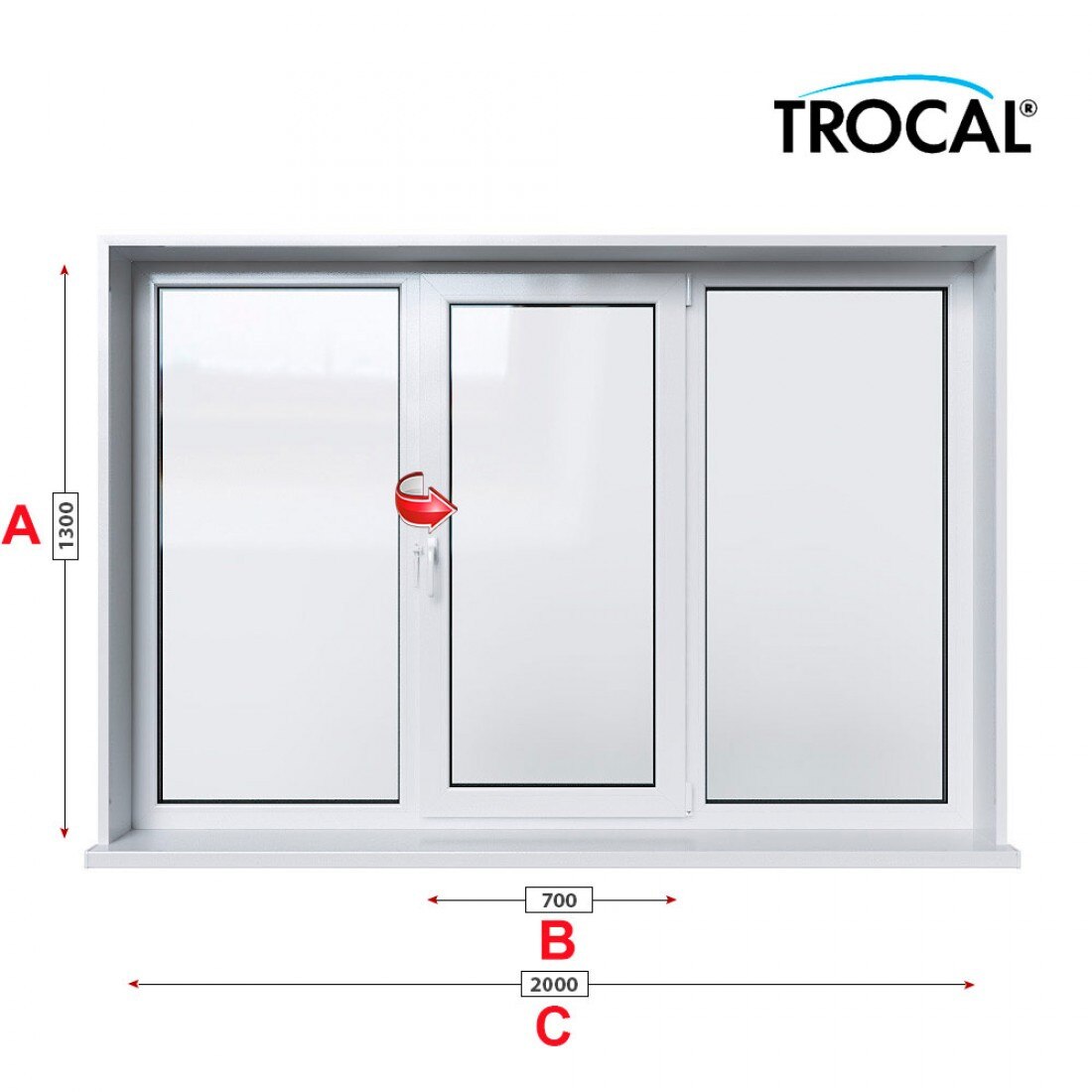 Профил Trocal Exclusive 88, PVC, 6 камерен, Кухненски прозорец троен с ...