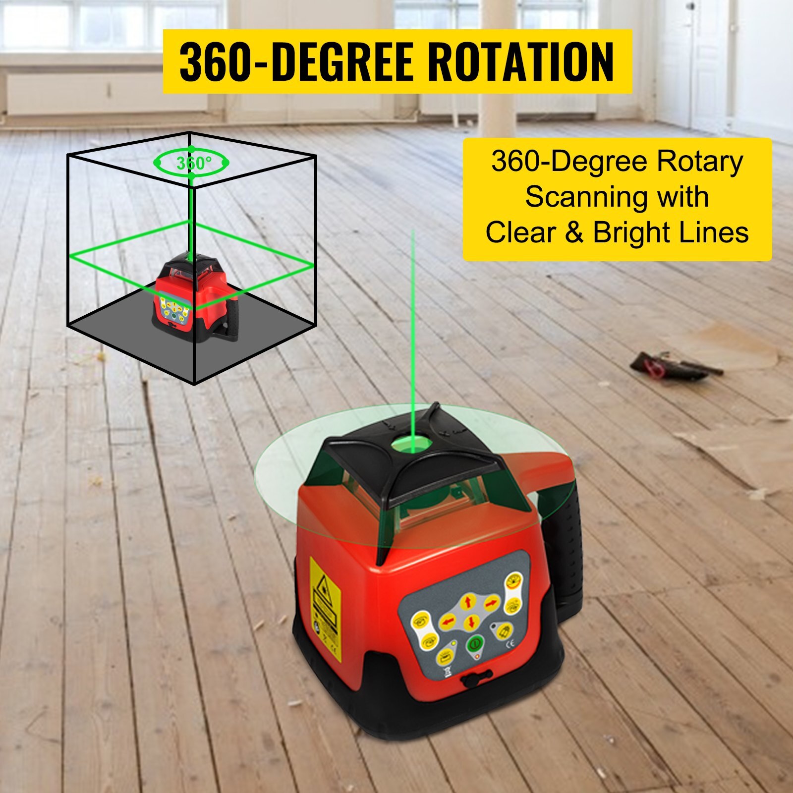 Set Nivela Laser Rotativa VEVOR Verde, 500m, Autonivelare, Trepied ...