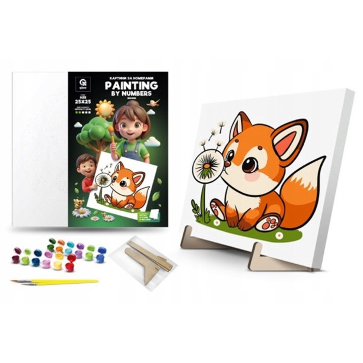 Set pictura pe numere, Qbee, model vulpe, 25x25cm - eMAG.ro