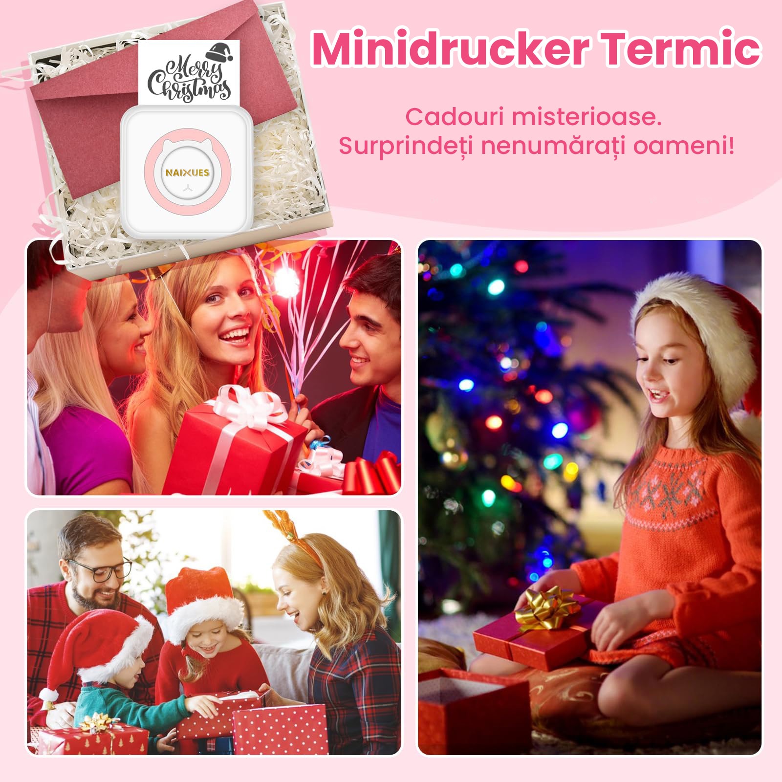 Mini imprimanta portabila, NAIXUES®, iOS si Android, Bluetooth ...