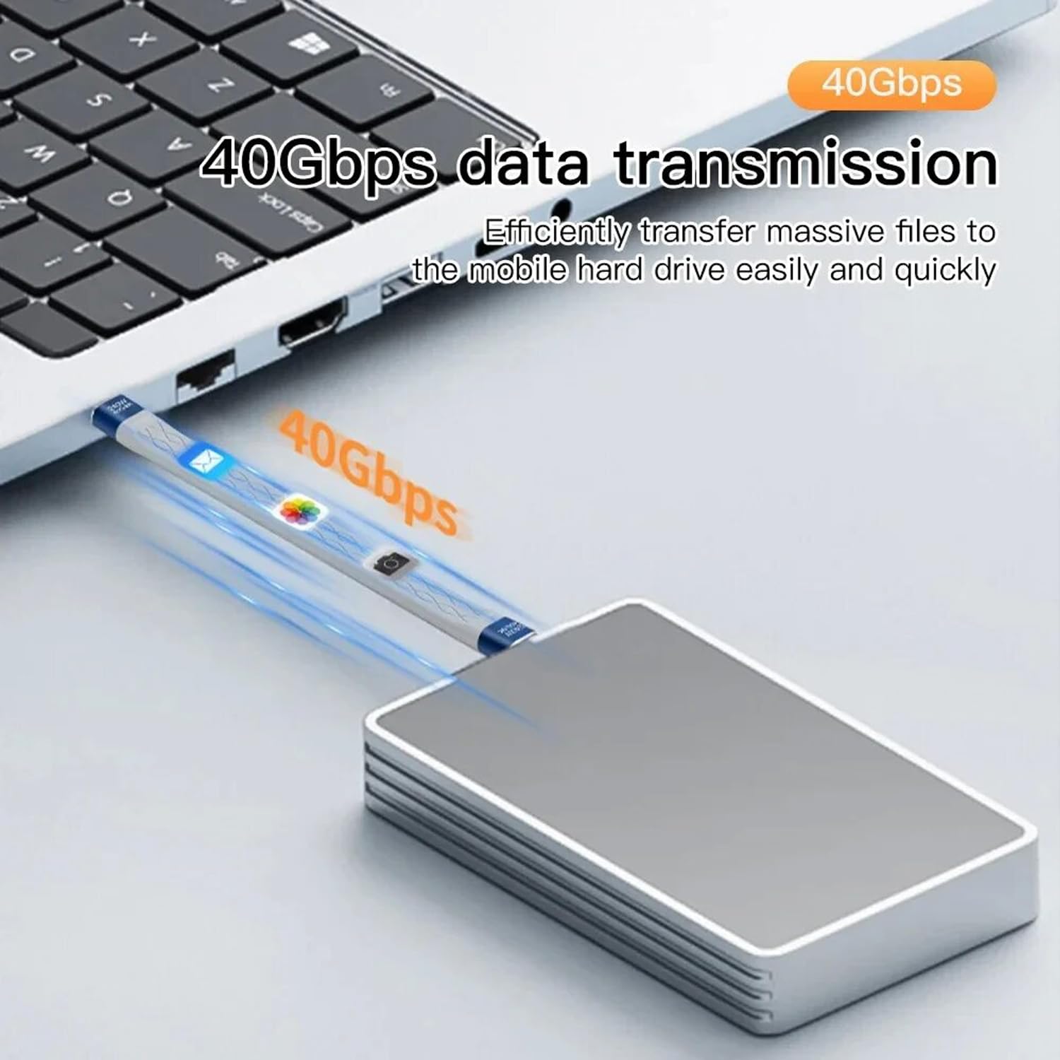 Cablu de date scurt USB-C la USB-C, 40Gbps, incarcare rapida ...