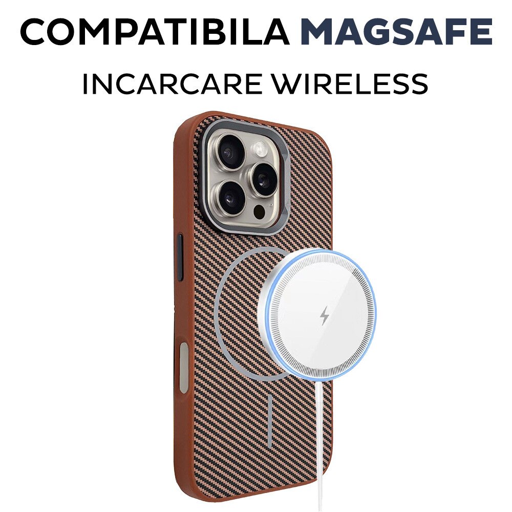 Husa pentru Apple iPhone 16 Pro Daden, Carbon MagCase, Design Elegant ...