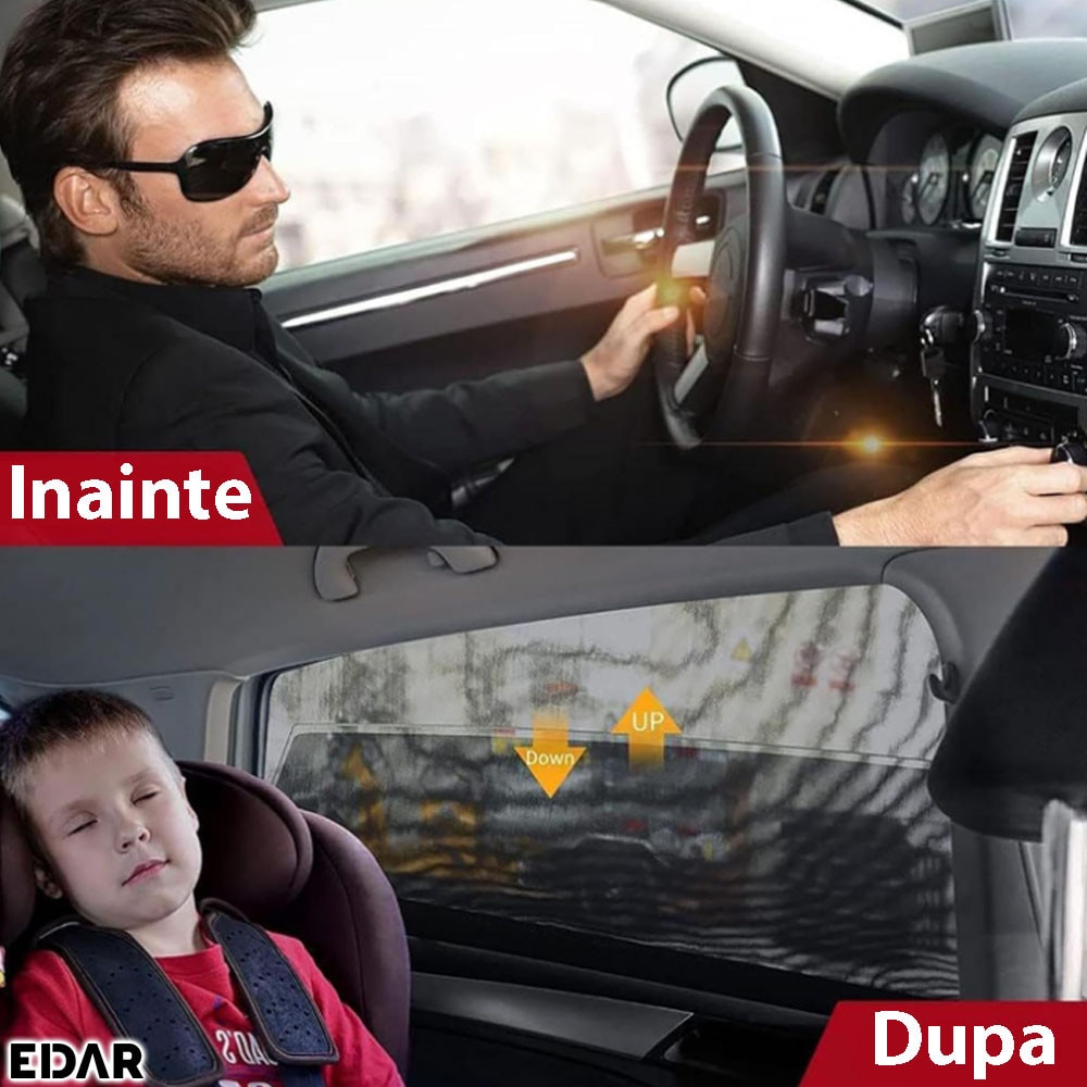 Set 4 plase pentru geamuri auto, EDAR, Protectie Impotriva Razelor ...