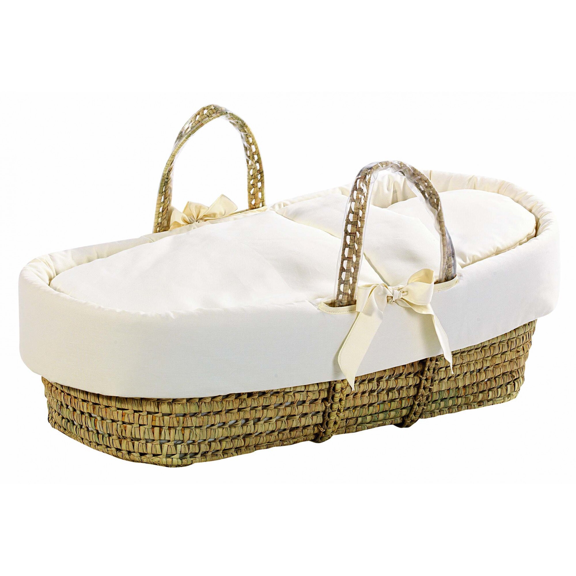 Cos bebe cu textile crem si manere transport - eMAG.ro