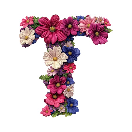 Stickere Decorative Alfabet Litera T cu flori, Autoadeziv, Cri-Flo ...