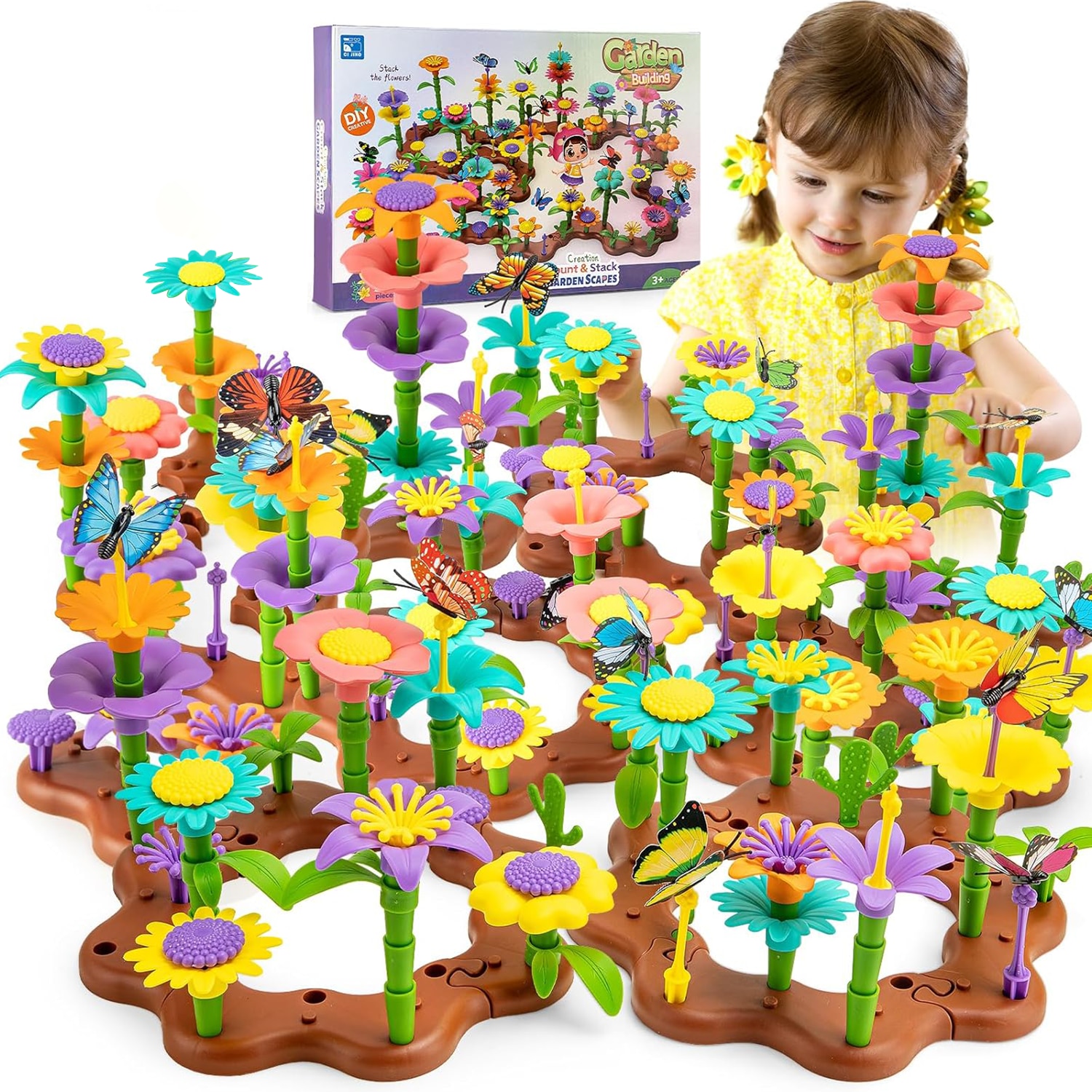 Set de Constructie Flori, BYONDSELF®, Set de Gradinarit DIY, cu Geanta ...