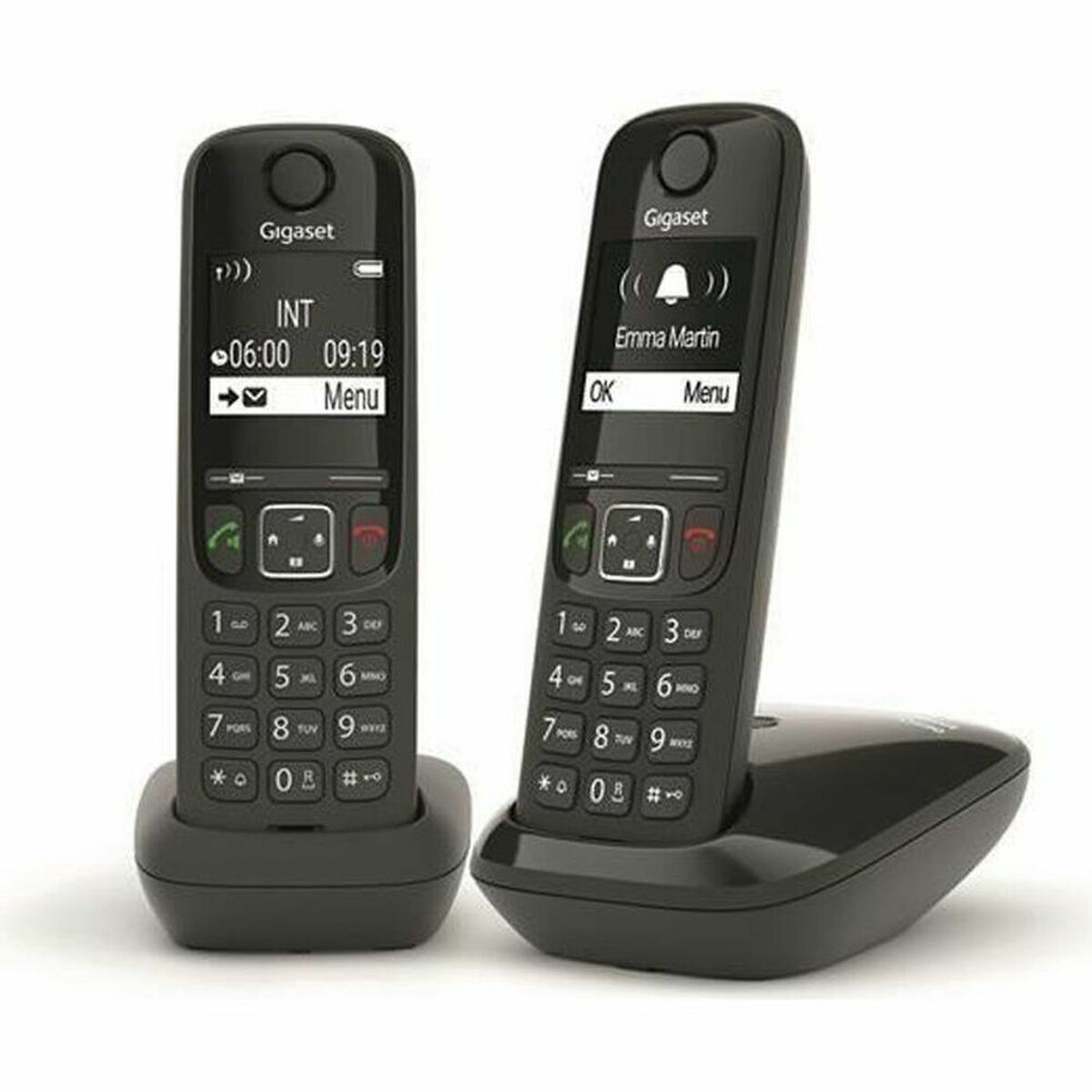Set Telefon fix Gigaset, 2 buc, negru, identificare apeluri, display ...