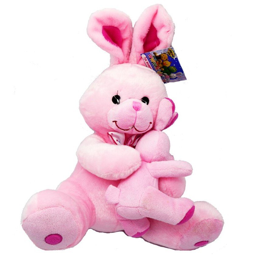 Плюшена играчка Chippo Заек с бебе, Пее една българска песен, 40см ...