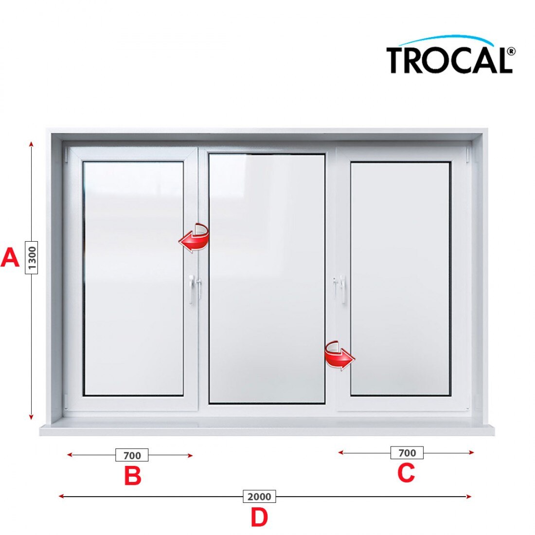 Профил Trocal Exclusive 88, PVC, 6 камерен, Кухненски прозорец троен с ...