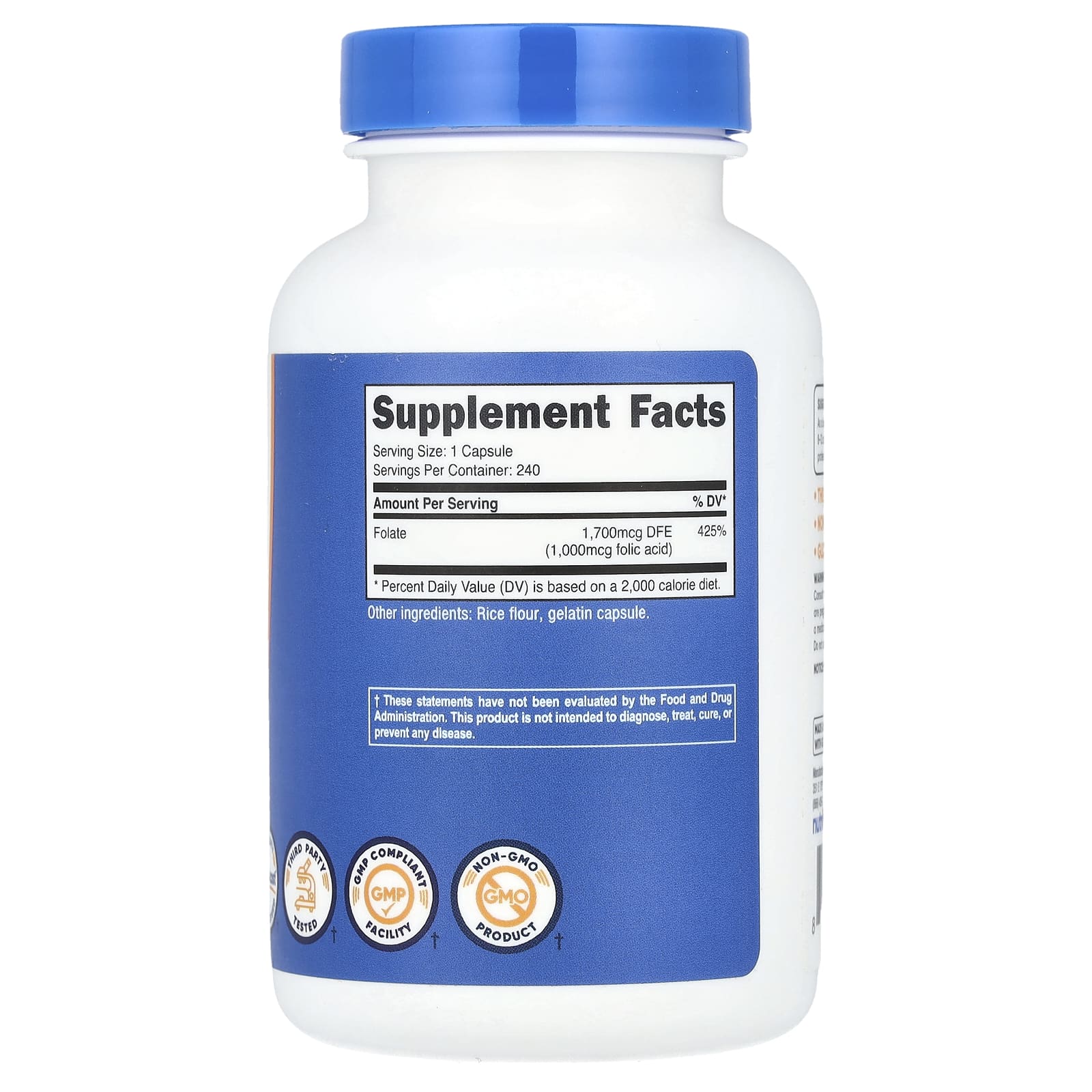 Supliment alimentar, Nutricost, acid folic, 1000 mcg, 240 capsule ...