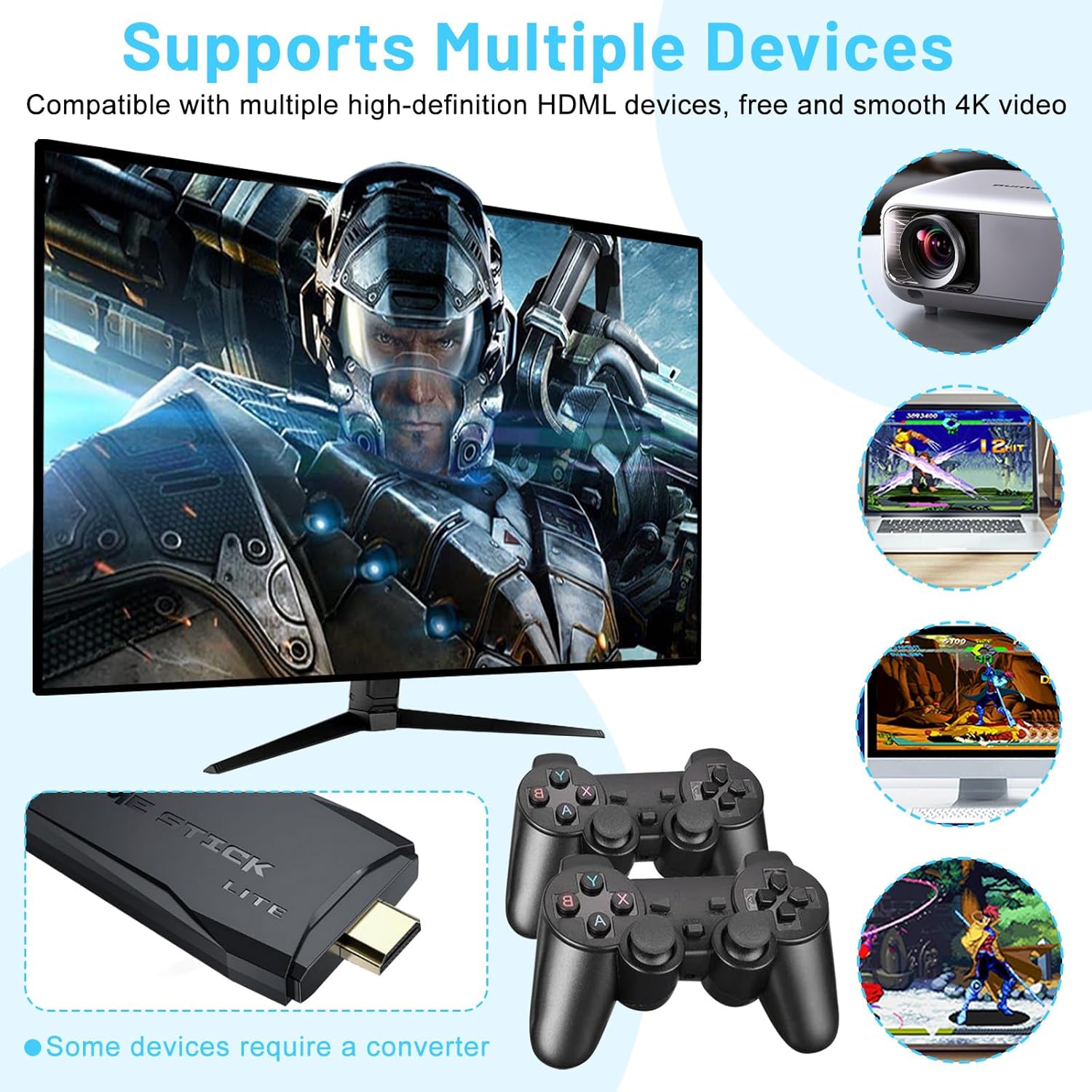 Consola jocuri video retro, Suness, 4K HDMI, 20000+ jocuri, 2 ...