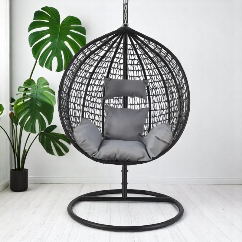 Leagan tip cuib, fotoliu suspendat, maxim 130 kg, cocoon negru si perne ...