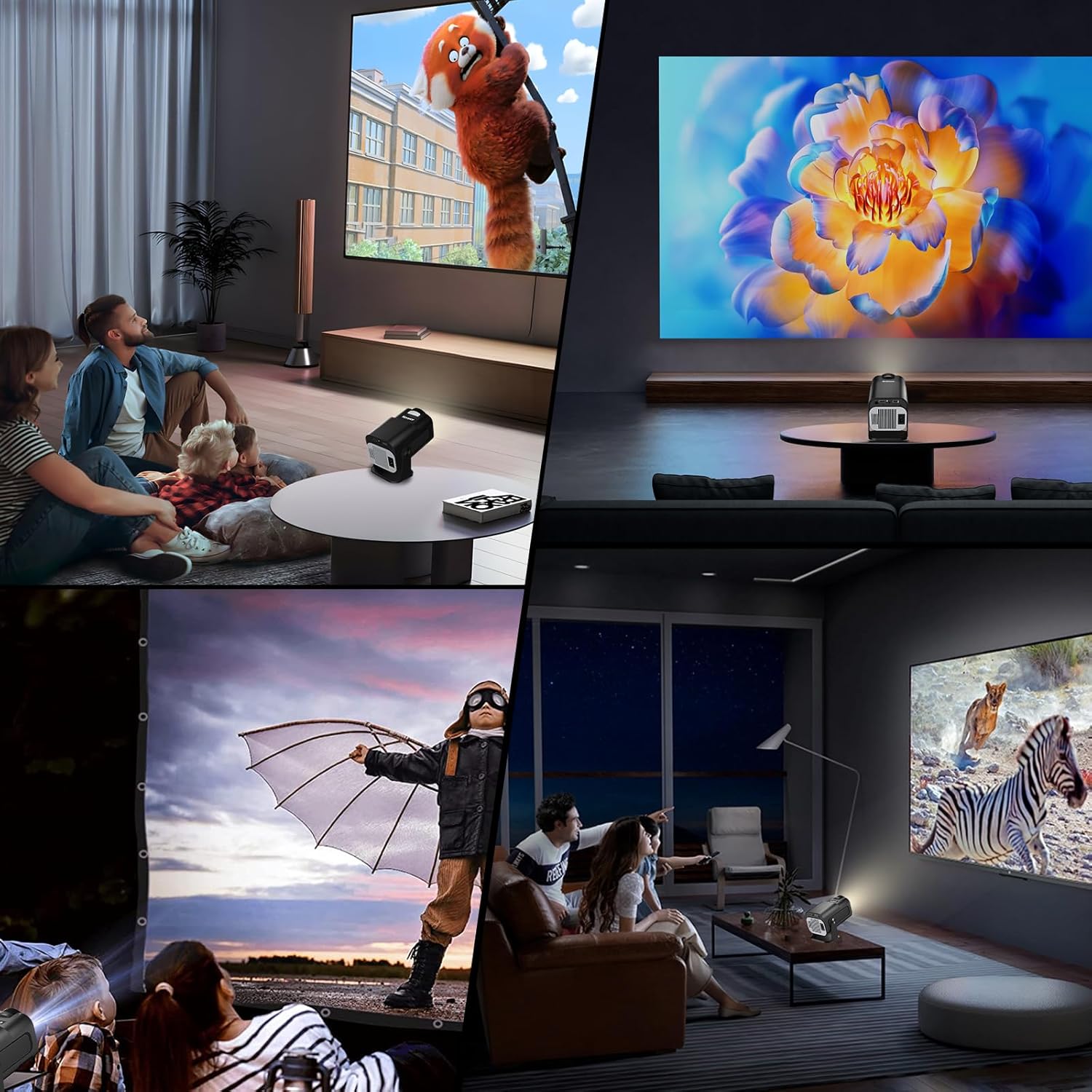 Videoproiector portabil, 300ANSI, 10000 lumeni, Android 11, Wi-Fi 6, BT ...