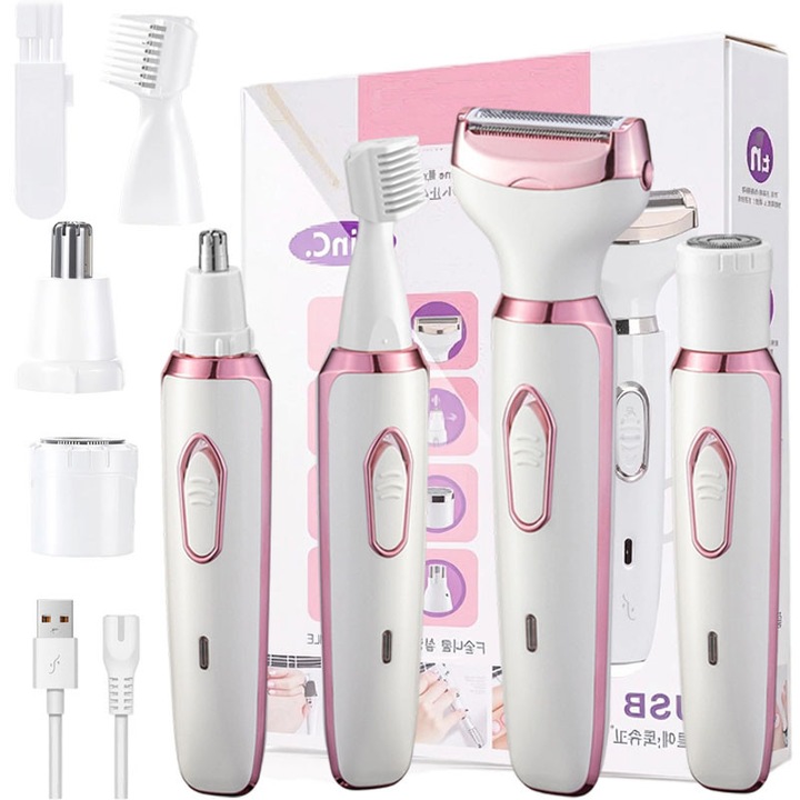 Aparat de ras electric femei 4-in-1, portabil, reincarcabil, alb - eMAG.ro
