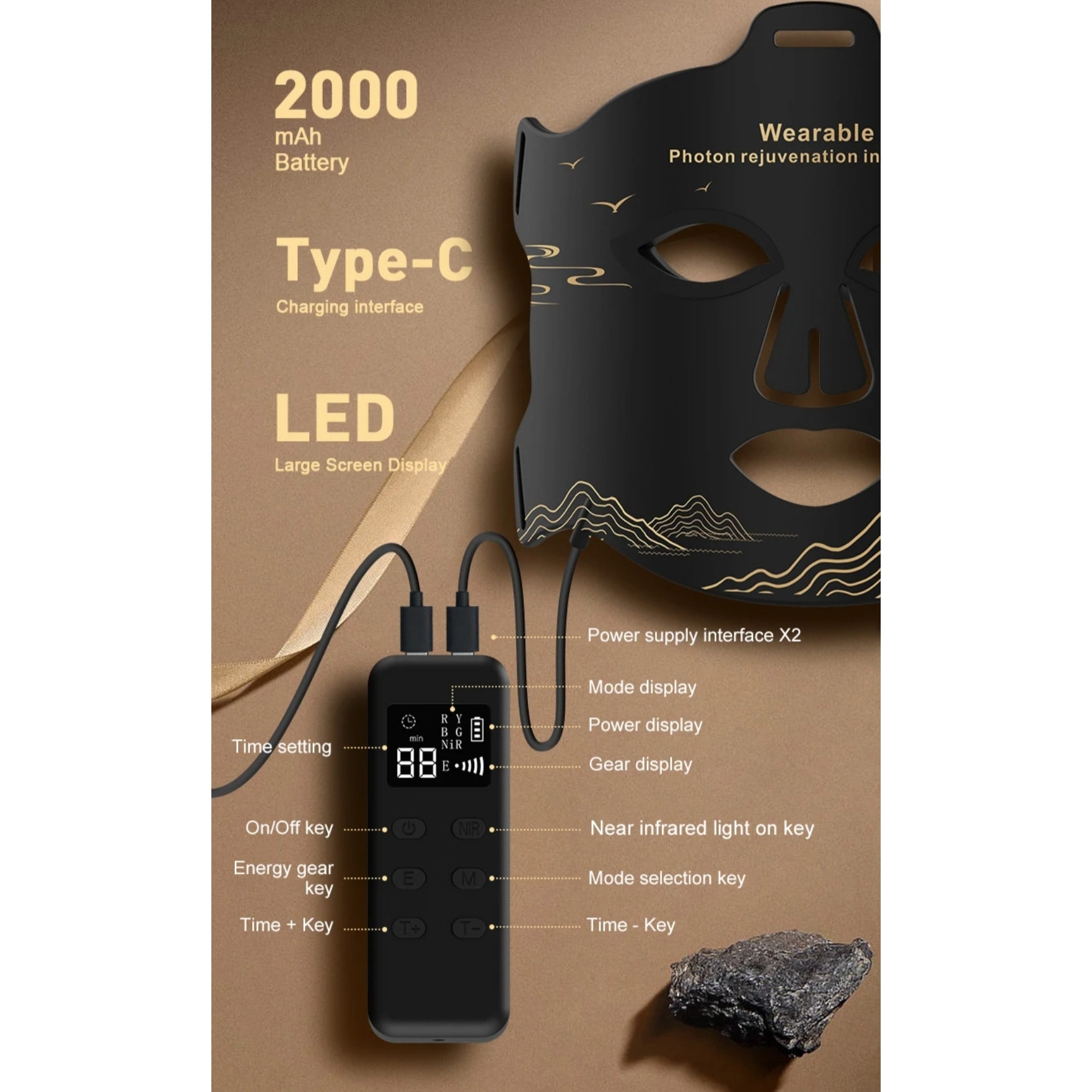 Masca faciala profesionala, LED Wireless cu 8 Culori, CRISTALIS SALE ...