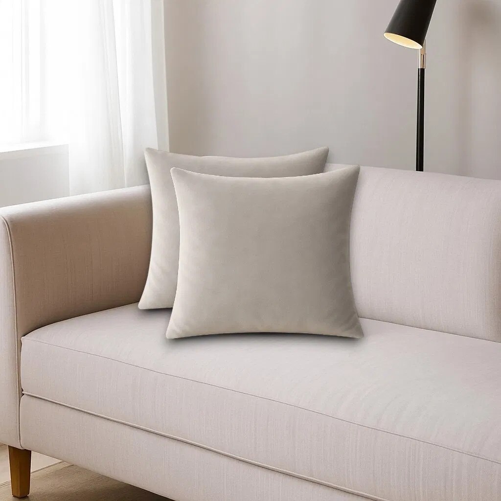 Set 2 Perne Decorative, Harnicuta, Catifea, White Latte, 50x50 cm - eMAG.ro