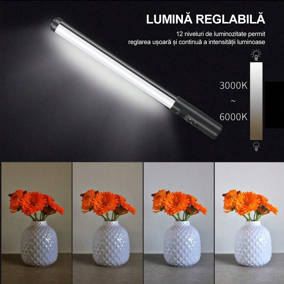 SuooTci RGB LED палка, 12 светлинни ефекта, цветна температура 3000K ...