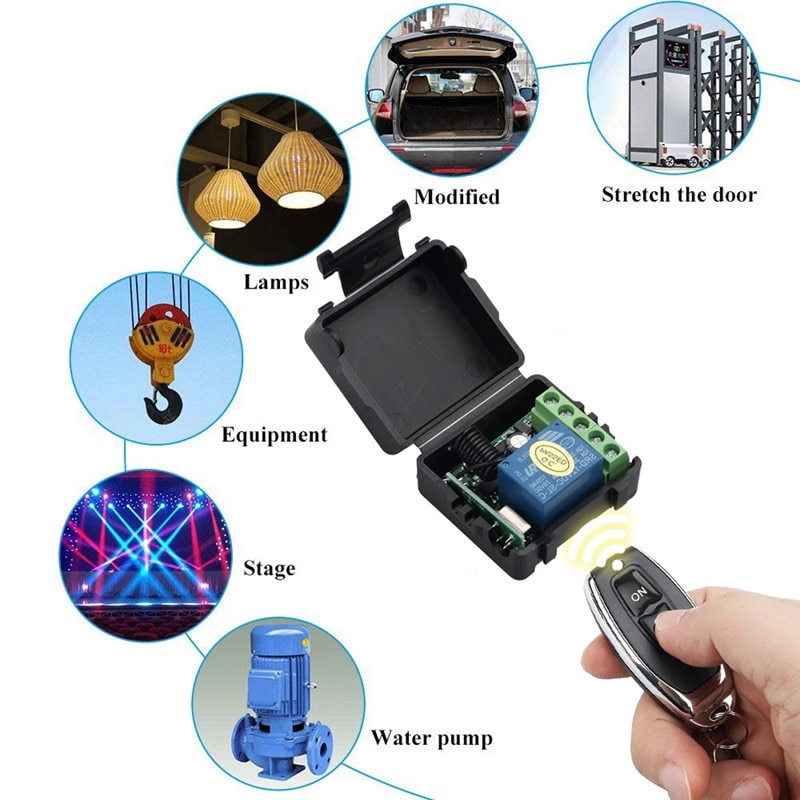 Kit releu cu telecomanda, RF 433 Mhz, 12V, 10A pentru usa automata, LED ...