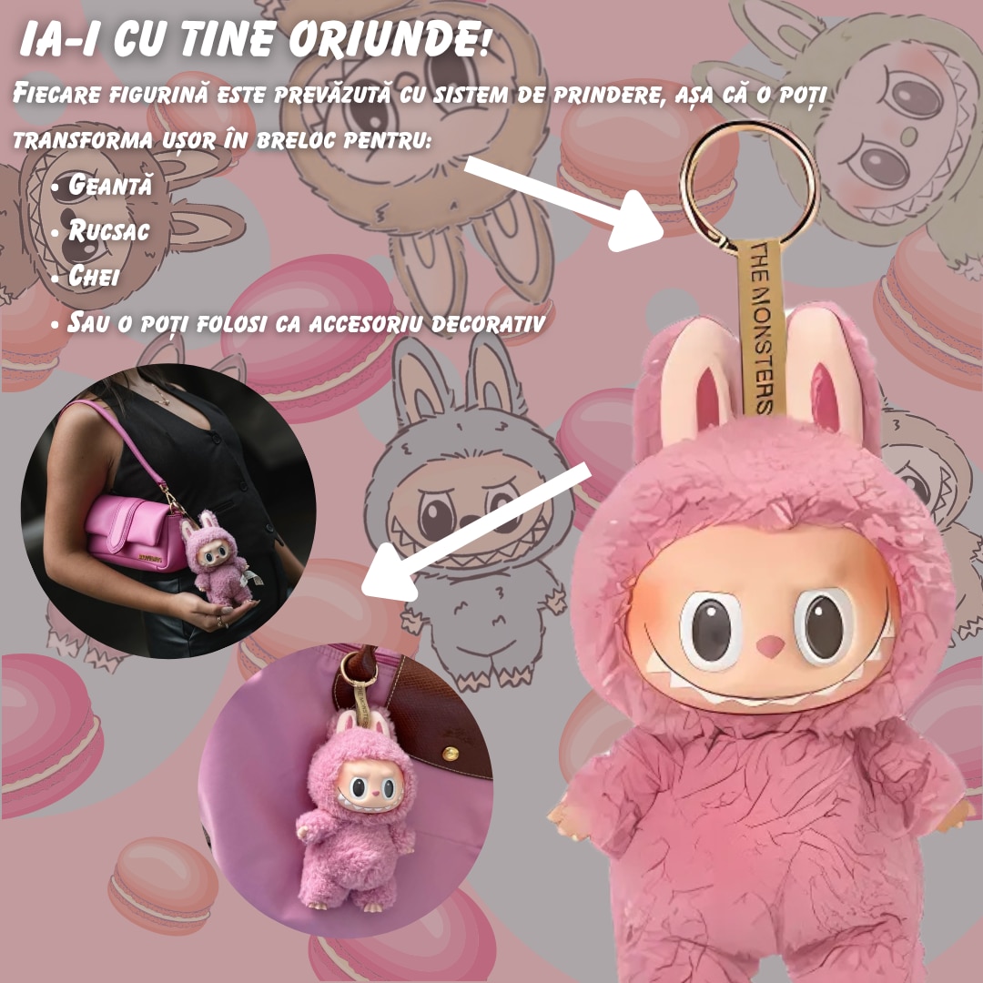 Breloc surpriza, Labubu, Colecția Exciting Macaroons, Plus, 15cm ...