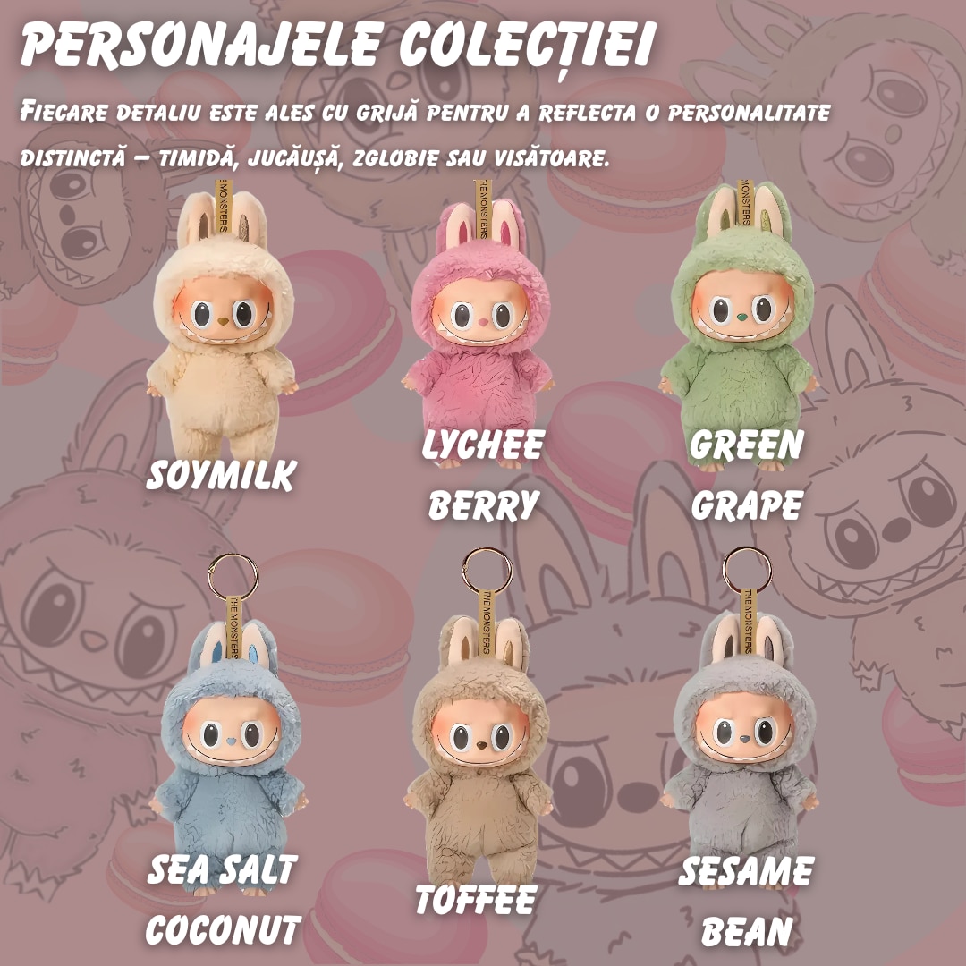 Breloc surpriza, Labubu, Colecția Exciting Macaroons, Plus, 15cm ...