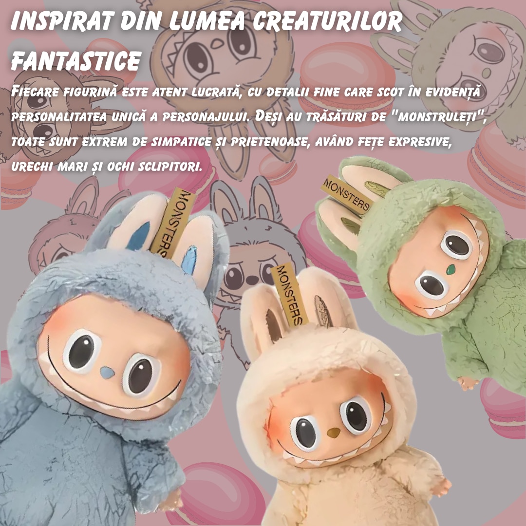 Breloc surpriza, Labubu, Colecția Exciting Macaroons, Plus, 15cm ...