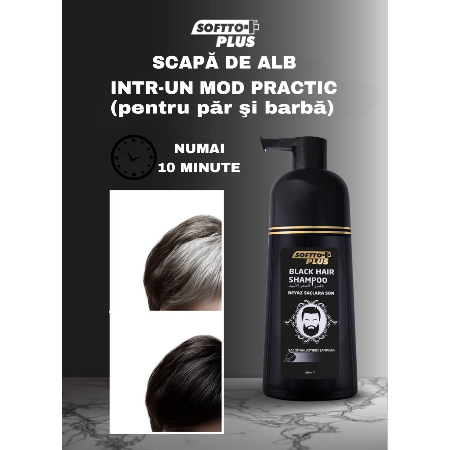 Vopsea de par semipermanent tip Sampon Softto+ Plus pentru par negru ...
