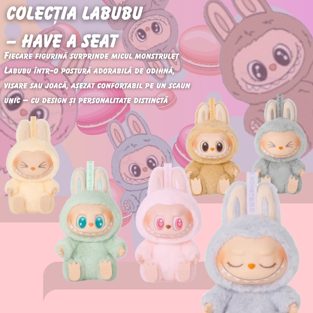 Breloc surpriza, Labubu, colectia Have a seat, plus, design unic, 15 cm ...