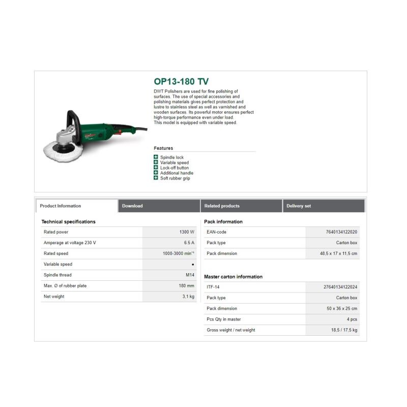 Masina de polisat 1300W, DWT OP13-180TV, Viteza variabila - eMAG.ro