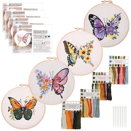 Kit de broderie florala pentru incepatori (cu model si instructiuni ...