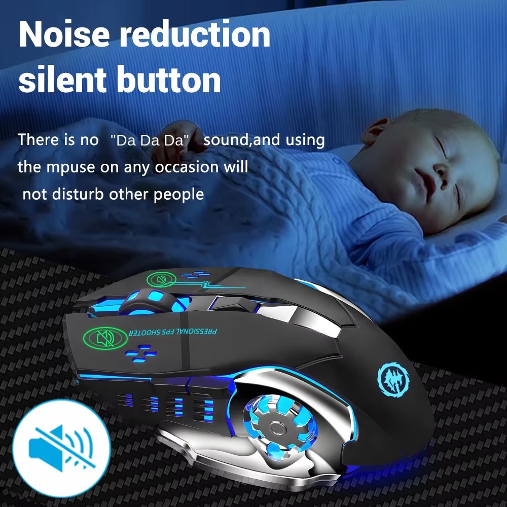 Безжична мишка, Bluetooth, Акумулаторна, RGB осветление, Безшумна, За ...
